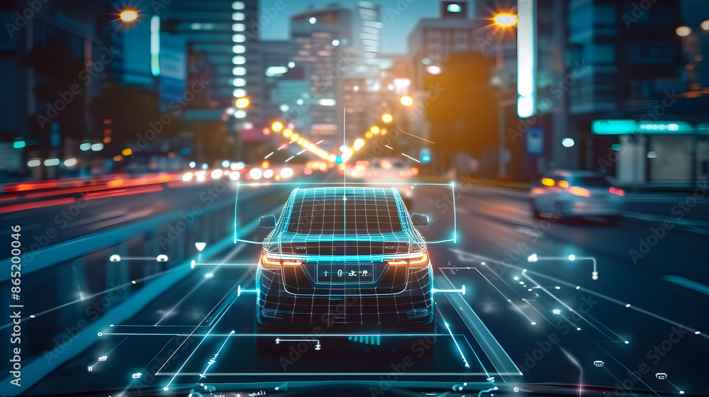 Modern smart car technology intelligent system using Heads up display ...