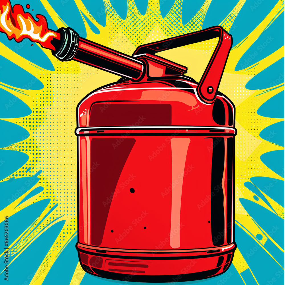 Cartoon gas can in comic style with simple design Stock Illustration ...