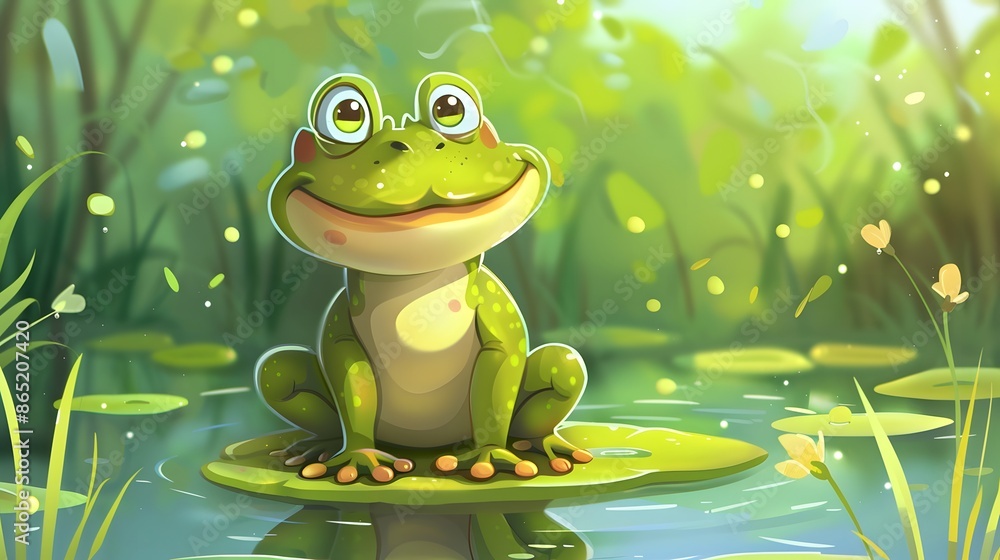 Male frog cartoon character mascot design, including flat and line art ...