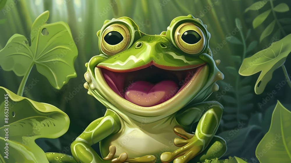 Male frog cartoon character mascot design, including flat and line art ...