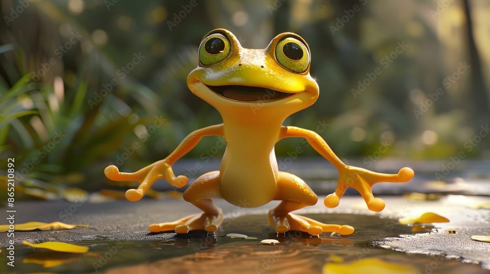 Male frog cartoon character mascot design, including flat and line art ...