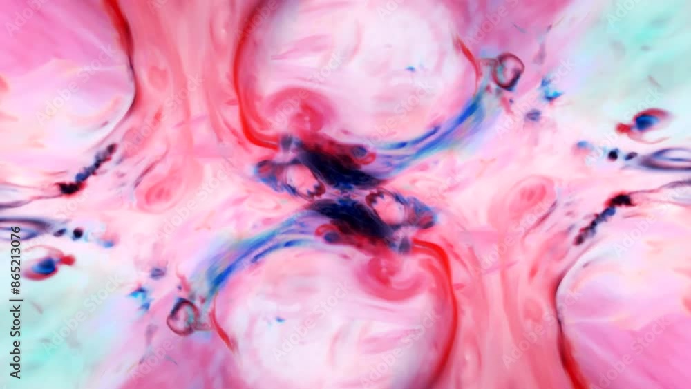 colorful ink rorschach effect abstract background blue artistic flow ...