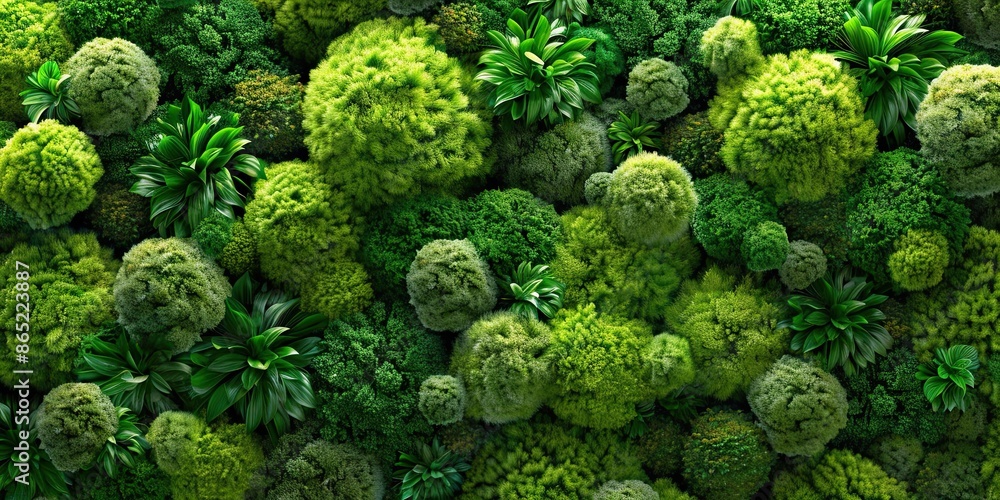 Lush green foliage forming a dense and vibrant botanical pattern ...