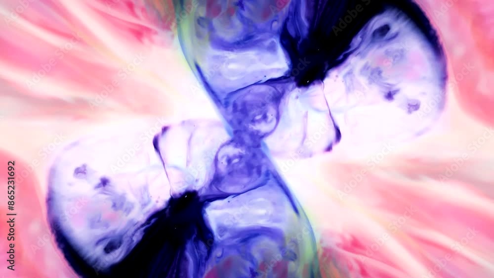 colorful ink rorschach effect abstract background blue artistic flow ...