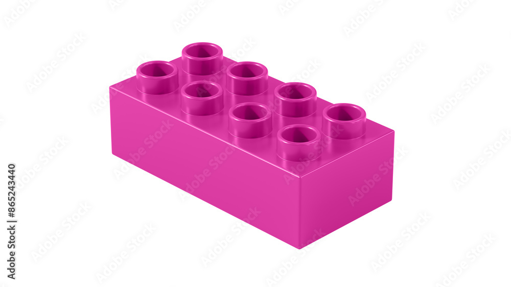 Fuchsia Plastic Lego Block Isolated on a White Background. Children Toy ...