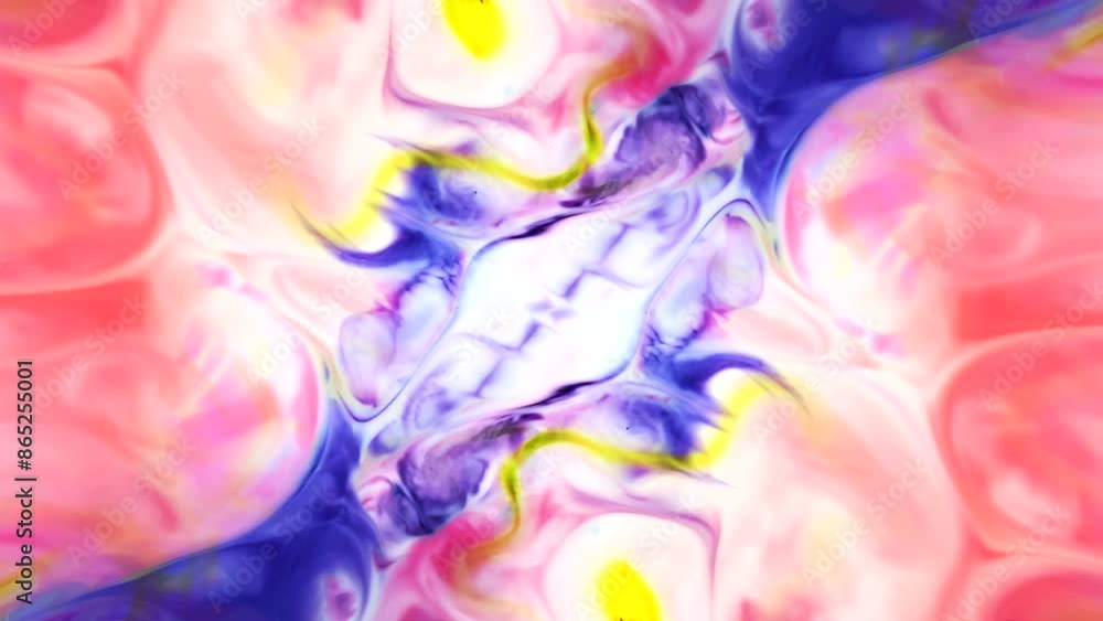 colorful ink rorschach effect abstract background blue artistic flow ...