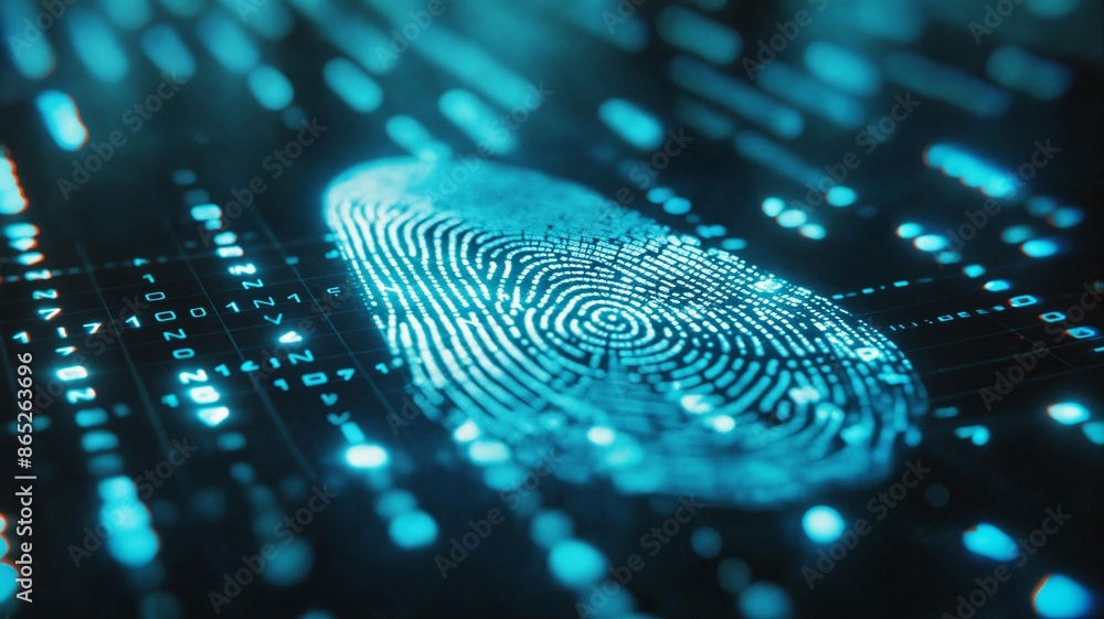 Secure fingerprint biometric identification system scanning with cyber ...