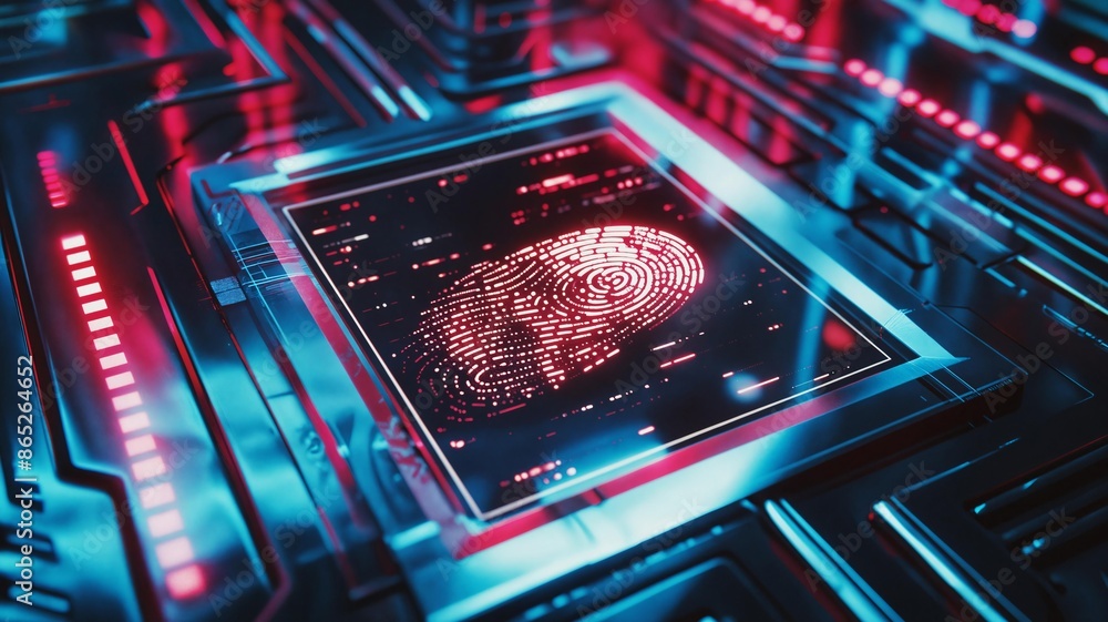 Secure fingerprint biometric identification system scanning with cyber ...