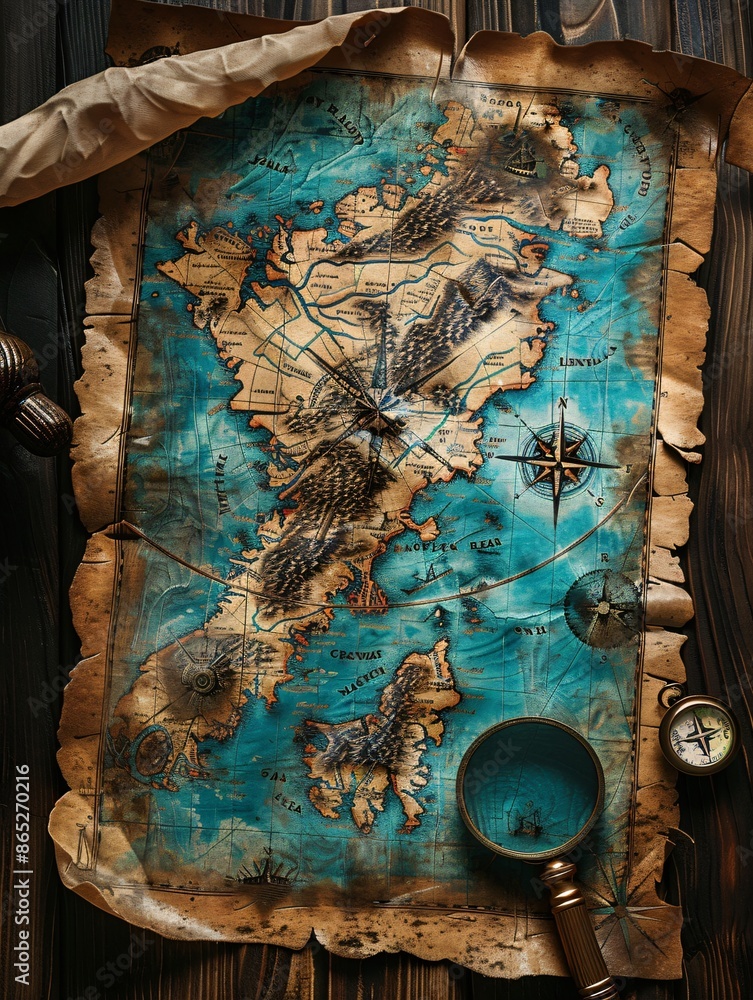 ancient nautical chart navigation map pattern on old paper texture ...