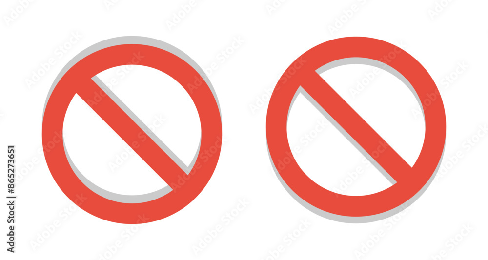 Set of red ban icon. Editable vectors stop prohibitions red icon. No ...