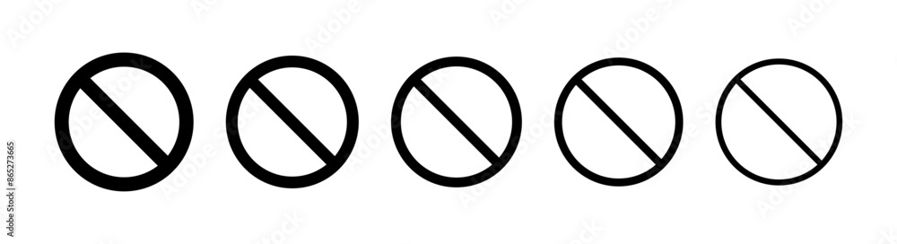 Black ban icon set. Editable vectors stop prohibitions red icon. Set of ...