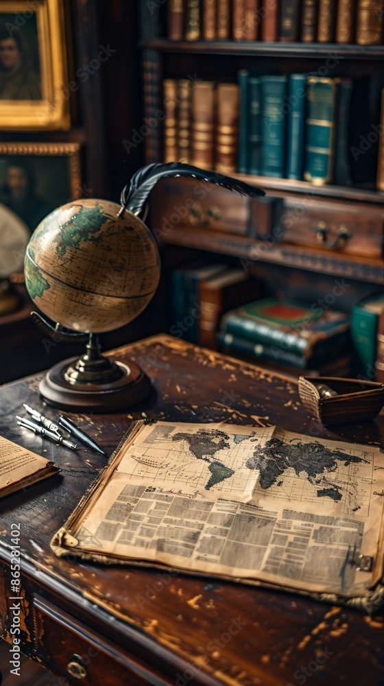 explorer desk features Treasure map antique nautical chart navigation ...