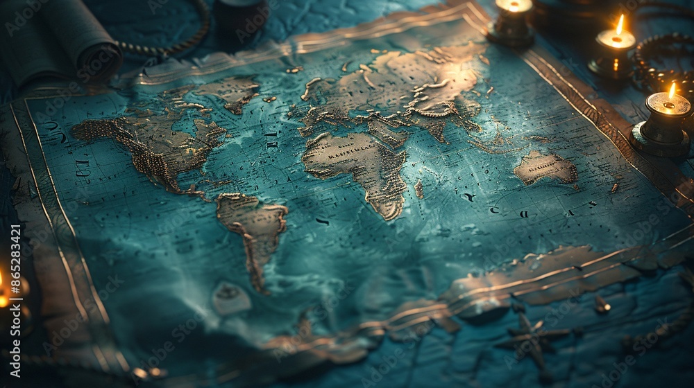 ancient navigation map pattern on old paper texture , old fantasy ...