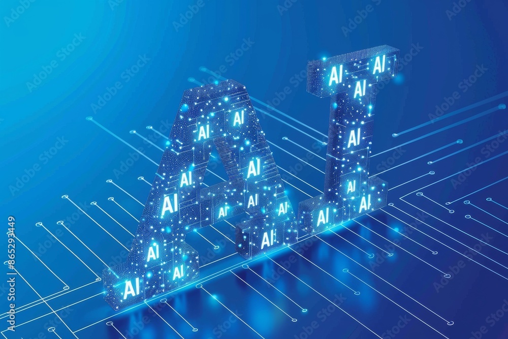 3D AI logo with digital effects, symbolizing technological advancements ...