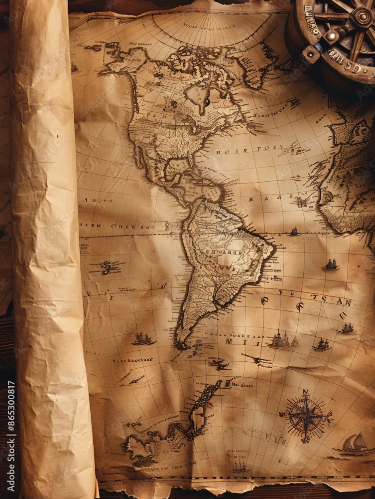 ancient navigation map pattern on old paper texture , old fantasy ...