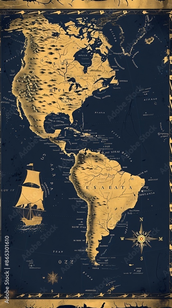 Treasure map antique nautical chart navigation map pattern on old paper ...