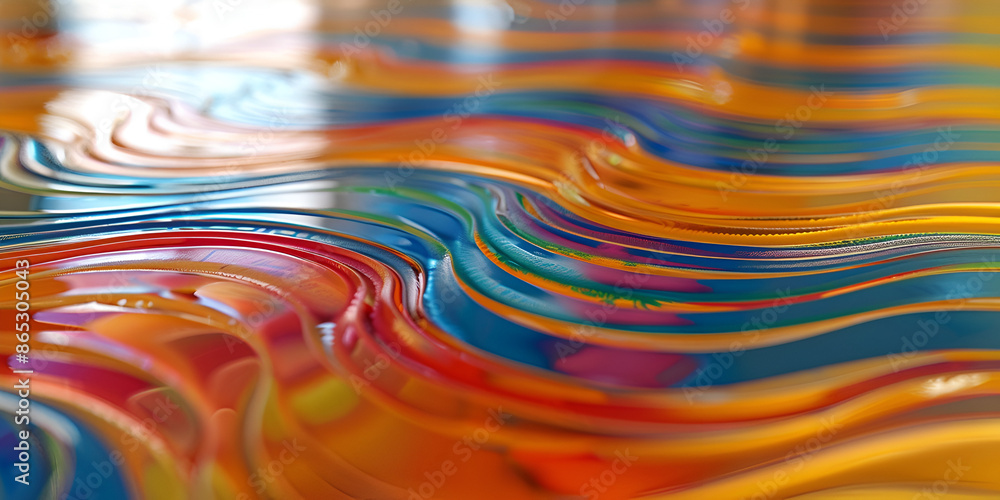 Colorful wavy lines on a surface ,Abstract multicolored wavy lines ...