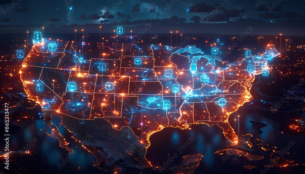 AI in Energy Grid Optimization, map of energy grids across North ...