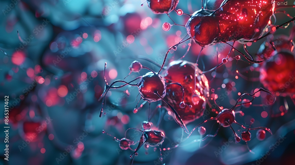 Cells in an human cell line, highlighting the delicate and intricate ...