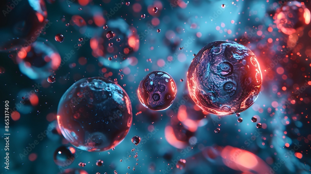 Cells in an human cell line, highlighting the delicate and intricate ...