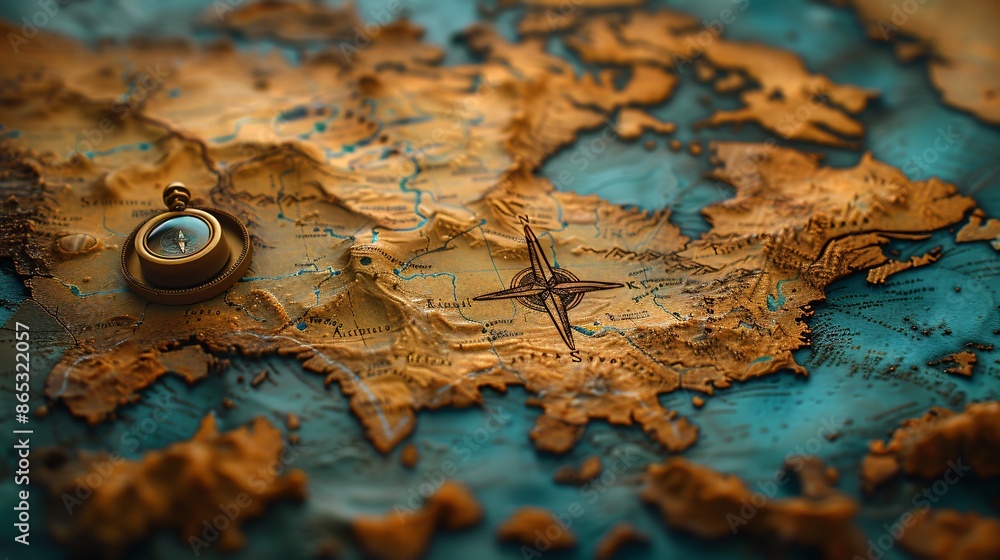 Treasure map antique nautical chart navigation map pattern on old paper ...