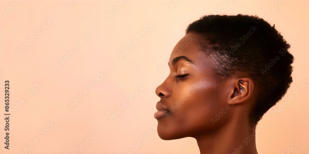 Closeup side profile photo of African American person commemorating ...