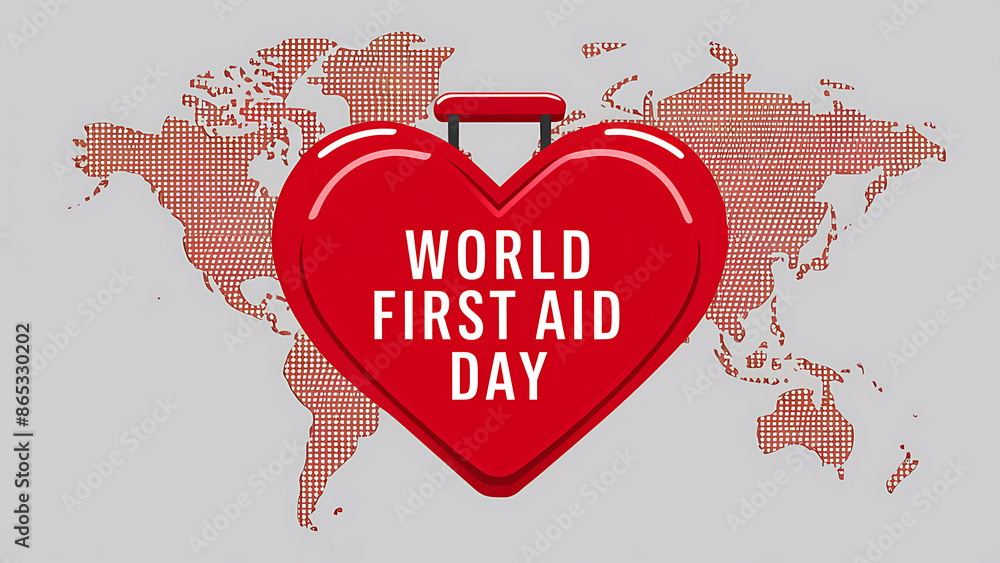 world first aid day, Red heart and first aid kit for, World First Aid ...