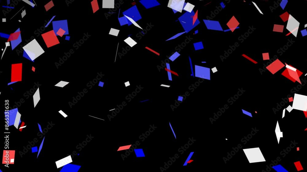celebration with red, white and blue confetti. July 4th. Independence ...