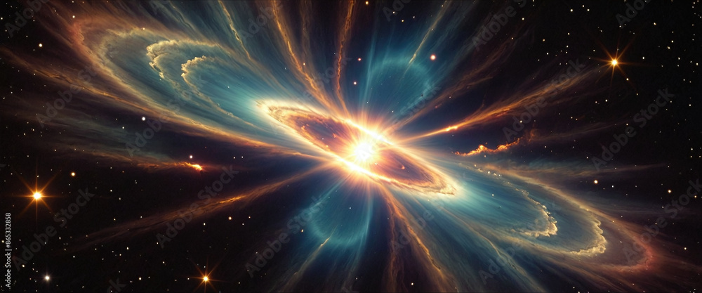 Illustrative depiction of a bright supernova explosion, the end of a ...