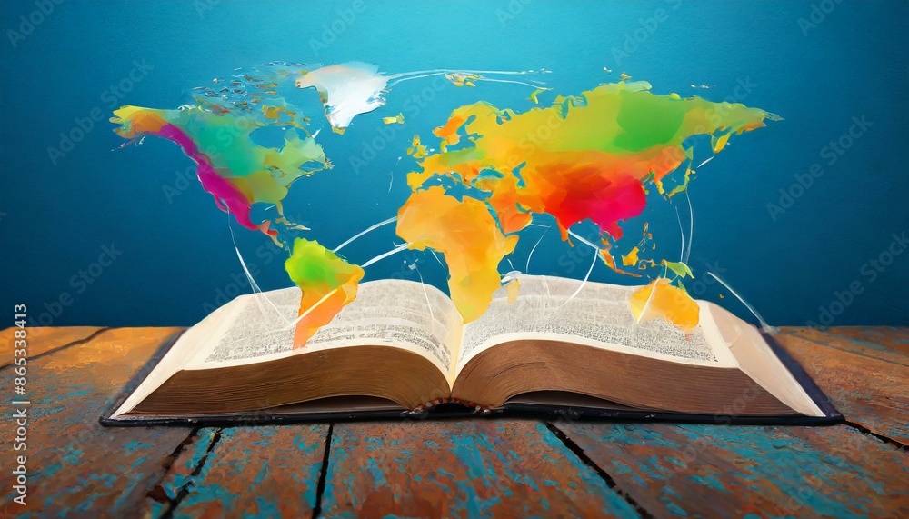 Religious global mission: Spreading the word. Illustration of an open ...