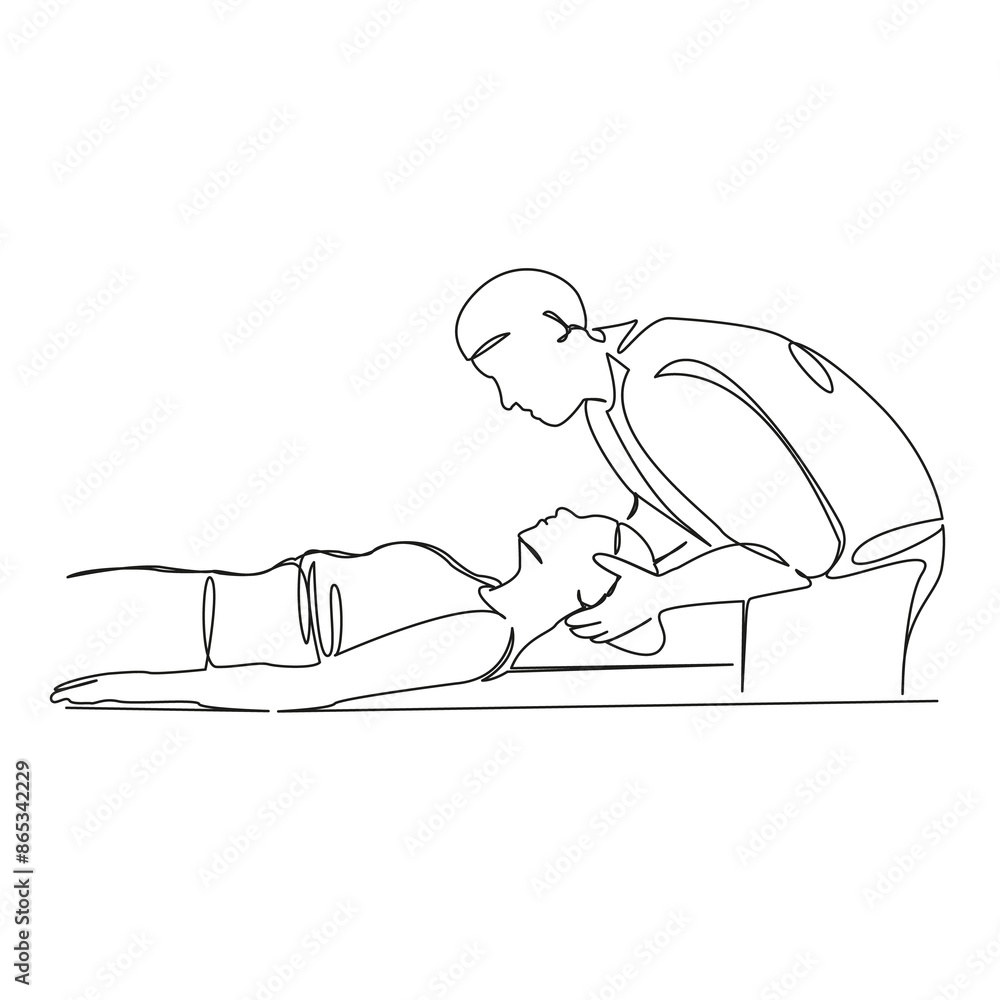 One continuous single drawing line art flat doodle osteopath, neck ...
