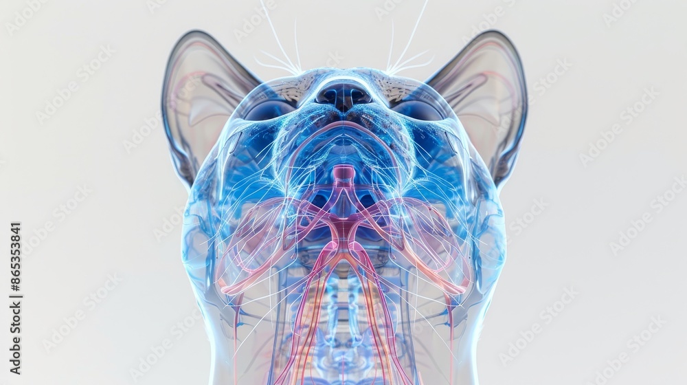 Anatomy of the cat's respiratory system in 3D with a transparent body ...