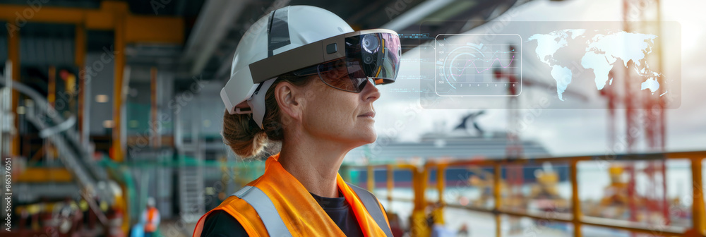 Virtual reality glasses, VR hololens for digital factory production ...