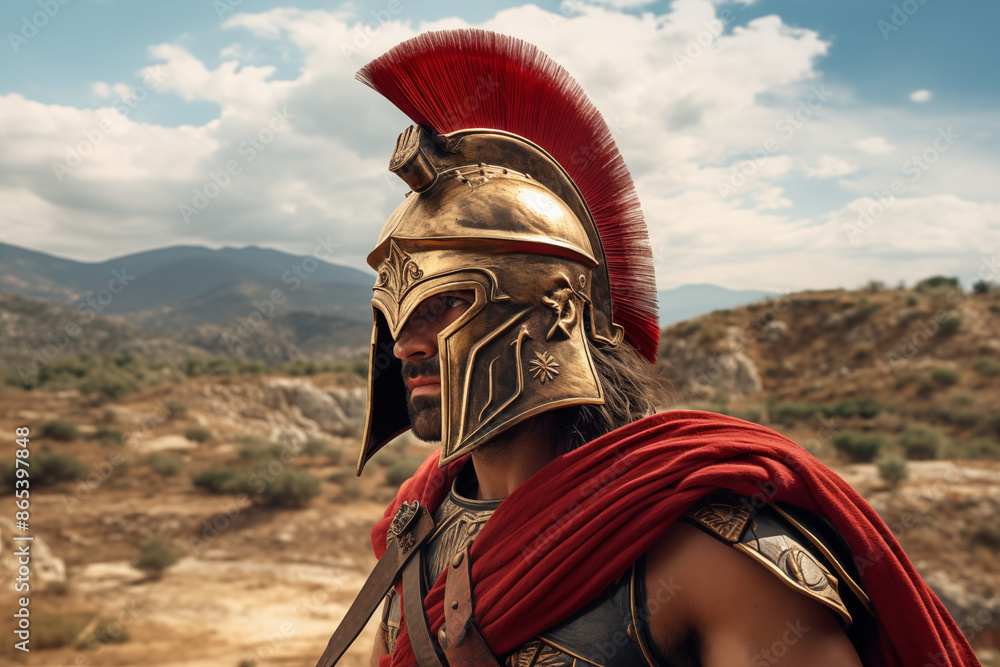 Spartan War. Spartan warrior with landscape in the background. Topics ...