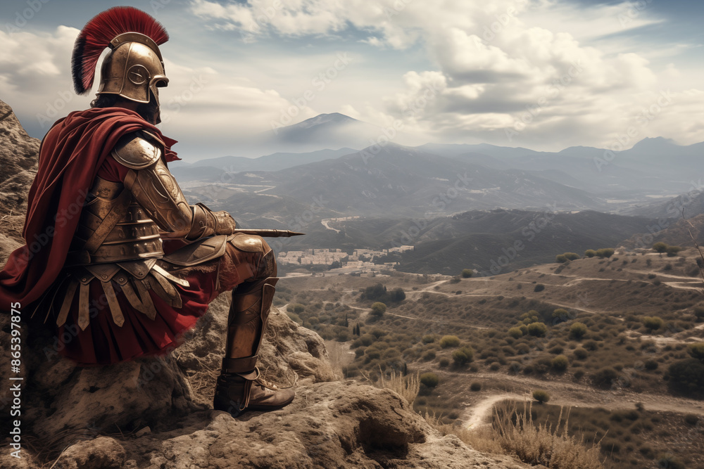 Spartan War. Spartan warrior with landscape in the background. Topics ...