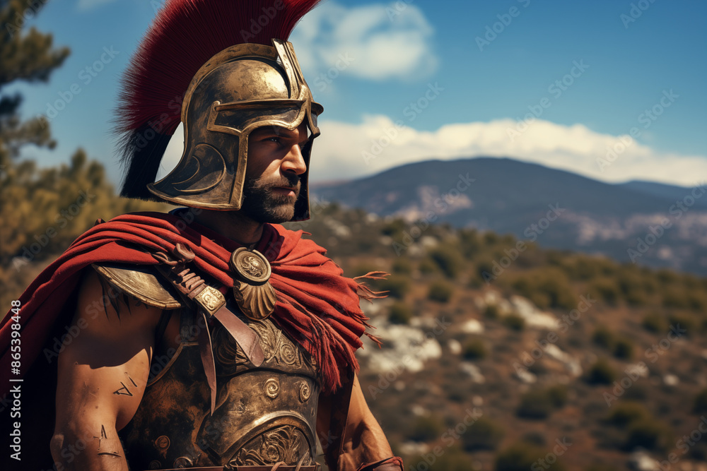 Spartan War. Spartan warrior with landscape in the background. Topics ...