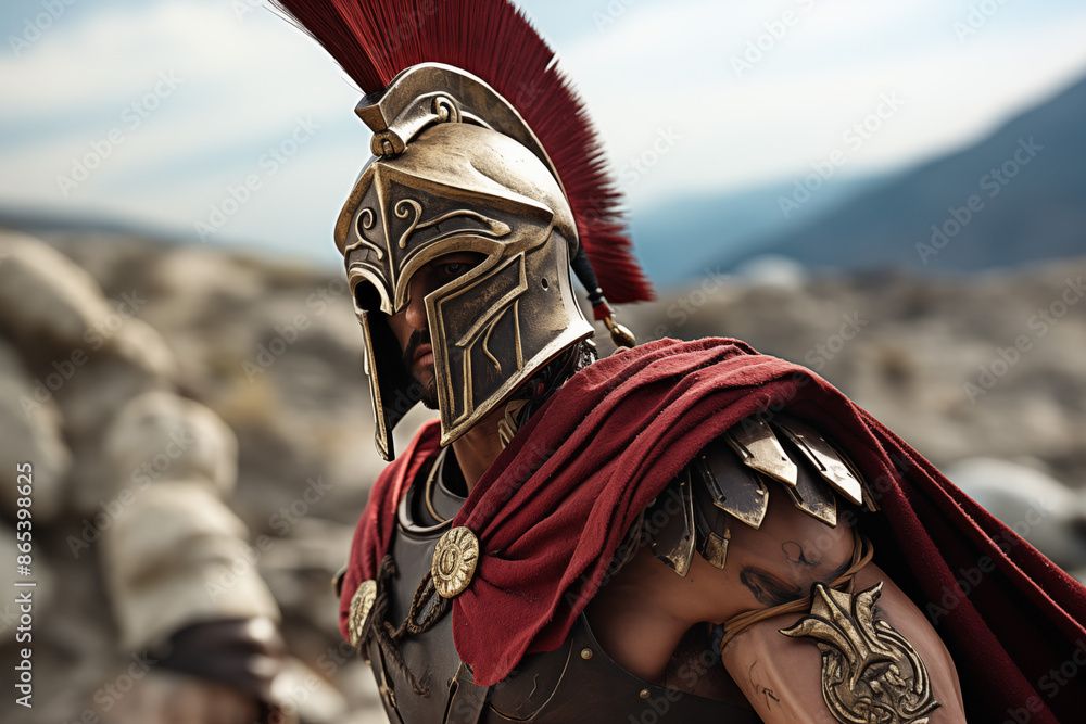 Spartan War. Spartan warrior with landscape in the background. Topics ...