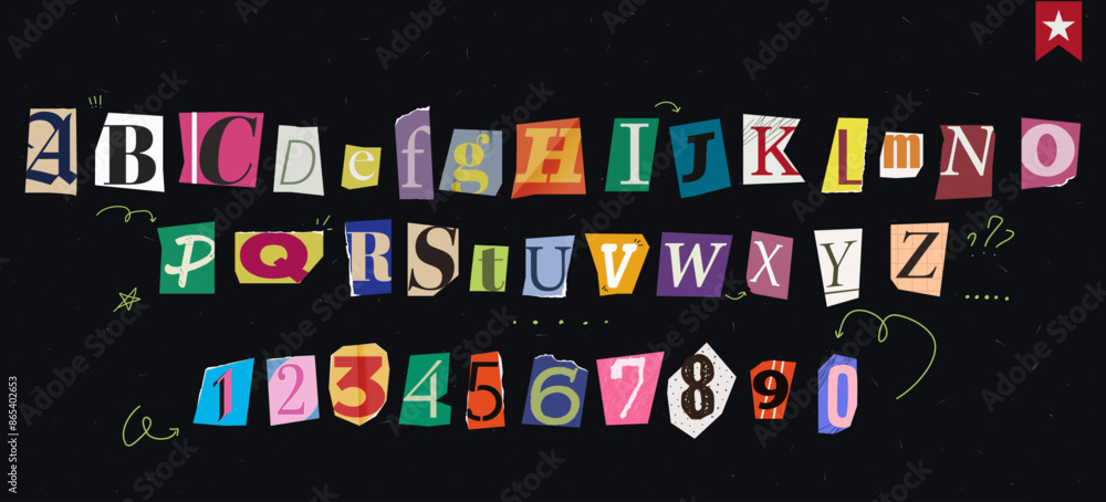 Photo & Art Print Set of magazine cutout alphabet font, annetdebar