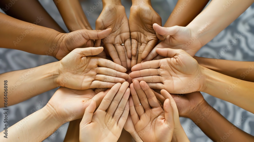 **A group of diverse hands come together in unity.** This image ...