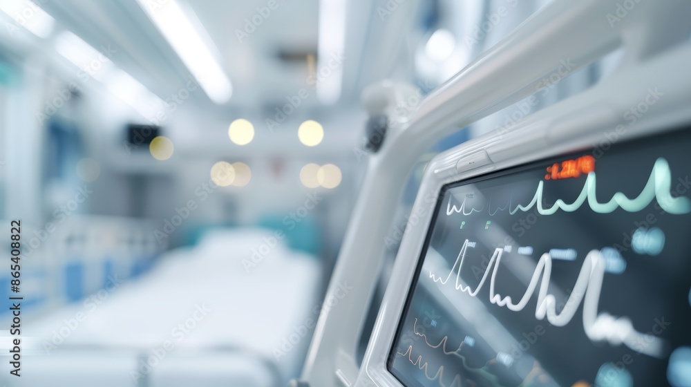 High-detail image of a pulse oximeter probe in an ambulance, hyper ...