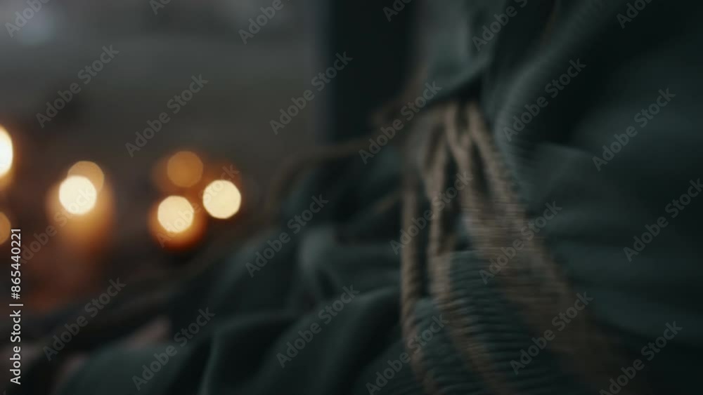 Side closeup of chest and arms of unrecognizable devil possessed person ...