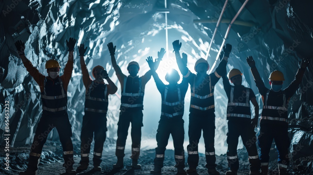 Miners celebrating their success after finding a huge vein of gold ...