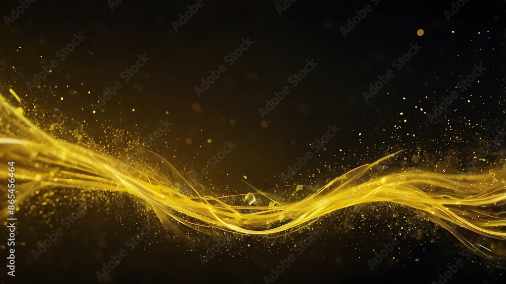 Abstract yellow and black backdrop illustration, dark design with shiny ...