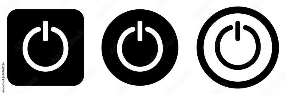 On off power button icon vector set. Power on off or switch on off ...