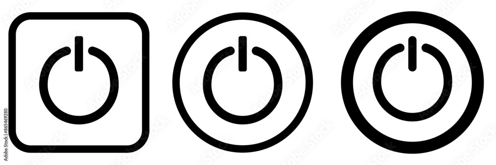On off power button icon vector set. Power on off or switch on off ...