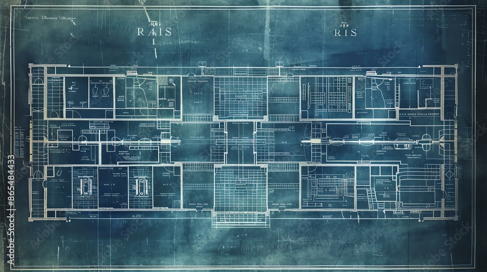 The image is a blueprint of a ship. It shows the layout of the decks ...