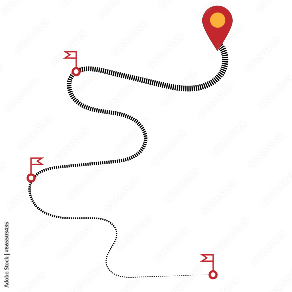 ,Route icon between two points with dotted path and location pin ...
