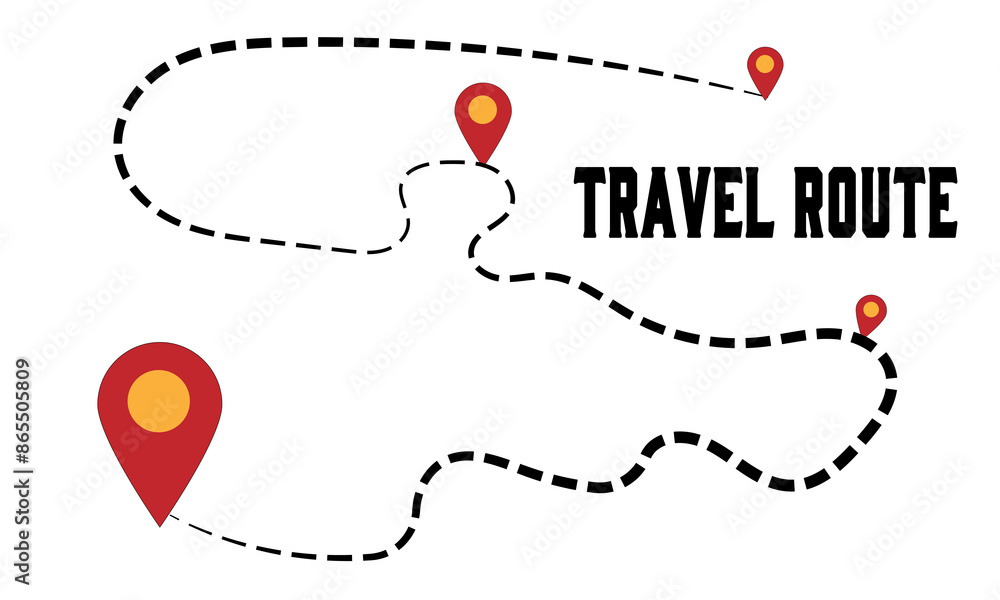 ,Route icon between two points with dotted path and location pin ...
