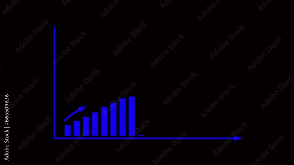 Animated growing arrow over graph bar. business graph showing 3d arrow ...