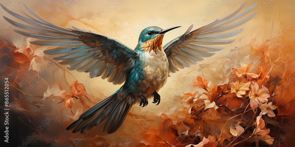 AI Generated. AI Generative. SMall little calibri hummingbird bird ...